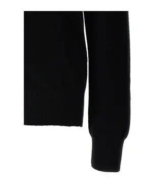 Play Comme Des Garcon Long-sleeved Knitted Cardigan With Logo Patch - Black