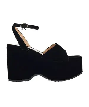 GIANVITO ROSSI Velvet Platform Sandals - Black