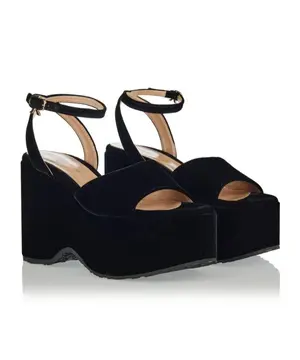 GIANVITO ROSSI Velvet Platform Sandals - Black