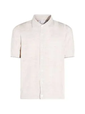 Brunello Cucinelli Short-sleeved Knitted Shirt - Beige