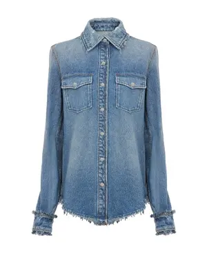 Chloé Frayed Edge Denim Shirt - Blue