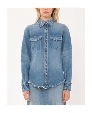 Chloé Frayed Edge Denim Shirt - Blue