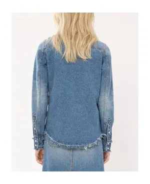Chloé Frayed Edge Denim Shirt - Blue