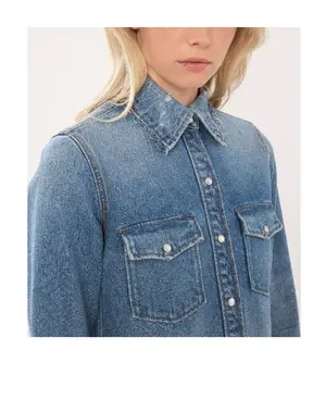 Chloé Frayed Edge Denim Shirt - Blue