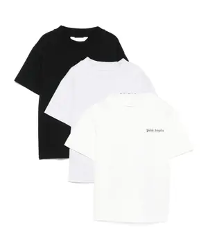 Palm Angels Logo Embroidered Cotton T-shirt - Black