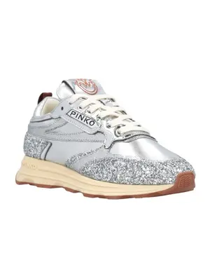 Pinko Metallic Glitter Lace-up Sneakers