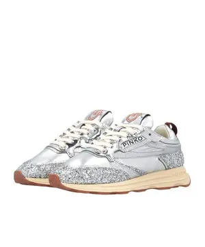 Pinko Metallic Glitter Lace-up Sneakers