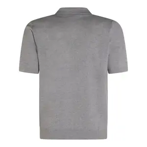 Eleventy Open Collar Fine Knit Polo Shirt - Grey
