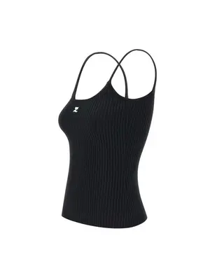 COURREGES Courrèges Ribbed Knit Tank Top - Black