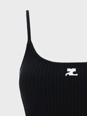 COURREGES Courrèges Ribbed Knit Tank Top - Black