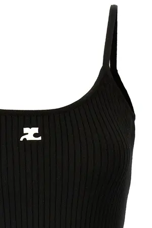 COURREGES Courrèges Ribbed Knit Tank Top - Black