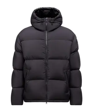 Moncler Zip-up Hooded Down Jacket With Drawstring Hem - Black