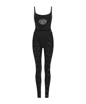 MARINE SERRE Moonogram Mesh Flocked Catsuit - Black