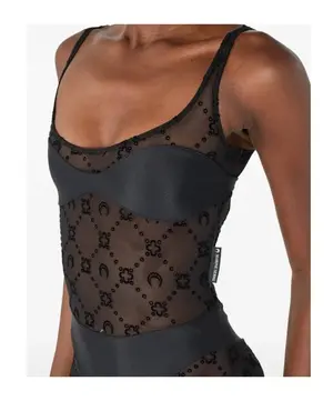 MARINE SERRE Moonogram Mesh Flocked Catsuit