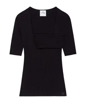 COURREGES Ribbed-knit Jumper With Open Shoulders