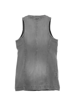 Balmain Sleeveless Button Detailed Quilted Denim Dress