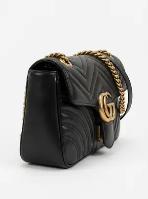 Gucci Gg Marmont Matelassé Small Shoulder Bag - Black