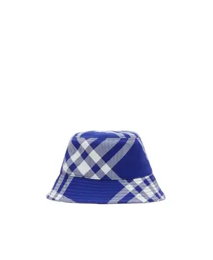 Burberry Checked Bucket Hat - Blue