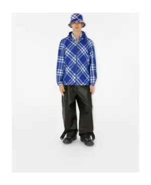 Burberry Checked Bucket Hat - Blue