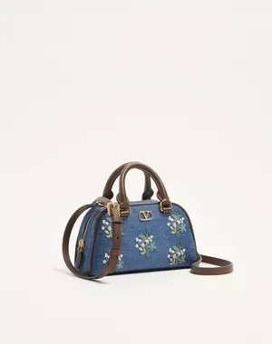 Valentino Garavani Vlogo Signature Denim Mini Top Handle Bag