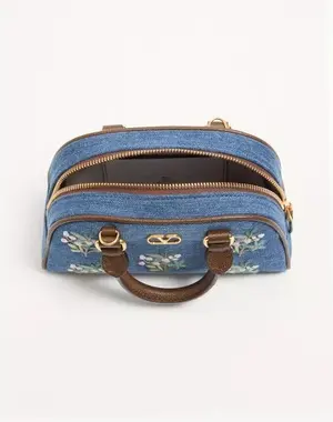 Valentino Garavani Vlogo Signature Denim Mini Top Handle Bag