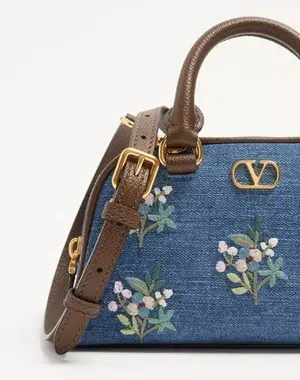 Valentino Garavani Vlogo Signature Denim Mini Top Handle Bag