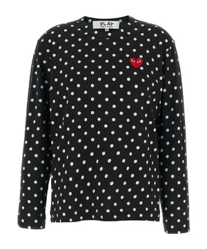 Play Comme Des Garcon Polka Dot Long Sleeve T-shirt - Black