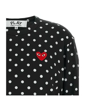 Play Comme Des Garcon Polka Dot Long Sleeve T-shirt - Black