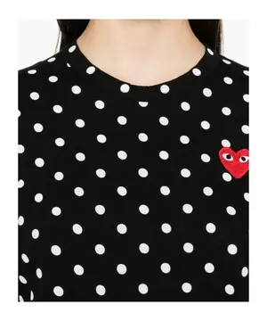 Play Comme Des Garcon Polka Dot Long Sleeve T-shirt - Black