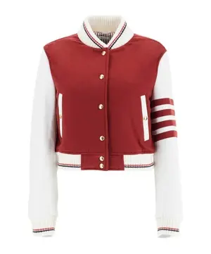 Thom Browne Striped Buttoned Bomber Jacket - Red
