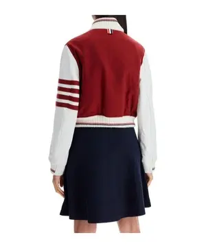 Thom Browne Striped Buttoned Bomber Jacket - Red