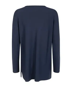 D.exterior Fine-knit Cardigan With V-neck And Hook-and-eye Closure - Blue