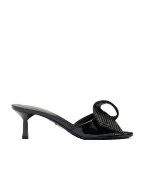 Prada Bow-detailed Slip-on Sandals With Crystal Embellishments