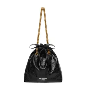 Balenciaga Crush Small Tote Bag With Chain Strap - Black
