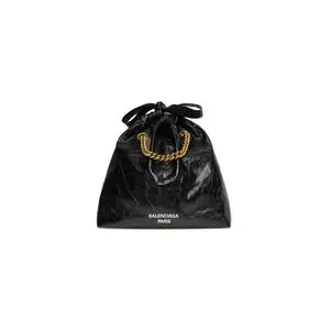 Balenciaga Crush Small Tote Bag With Chain Strap - Black