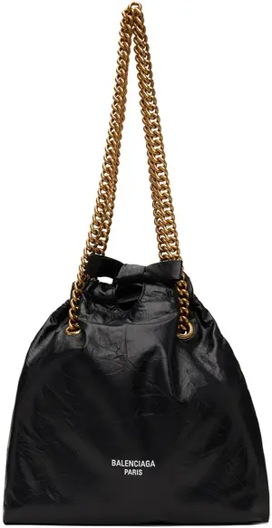 Balenciaga Crush Small Tote Bag With Chain Strap - Black