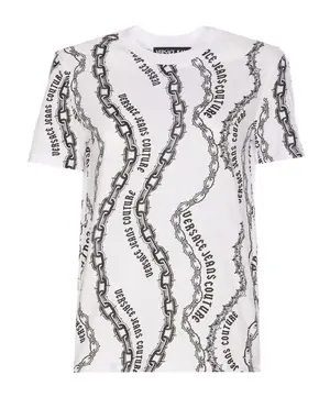 Versace Chain Print Crewneck T-shirt - White/black