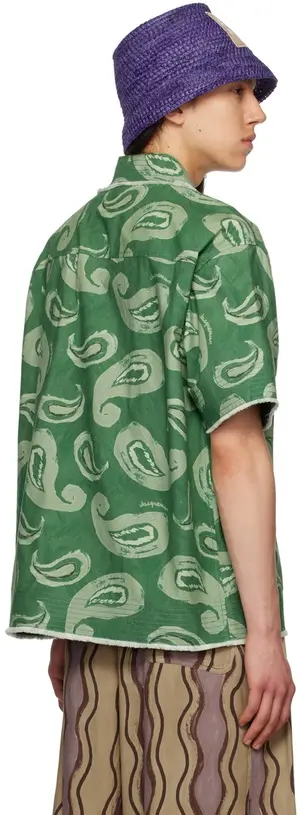 Jacquemus Artichaut Paisley-print Frayed-edge Shirt - Green