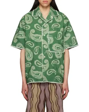 Jacquemus Artichaut Paisley-print Frayed-edge Shirt - Green
