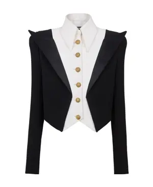 Balmain Cropped 6-button Crepe Jacket