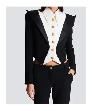 Balmain Cropped 6-button Crepe Jacket