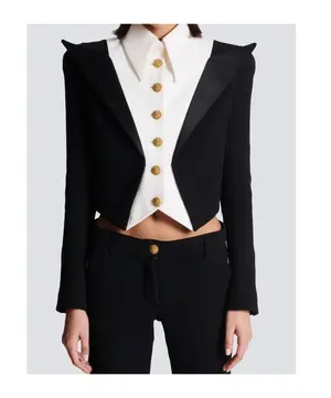 Balmain Cropped 6-button Crepe Jacket