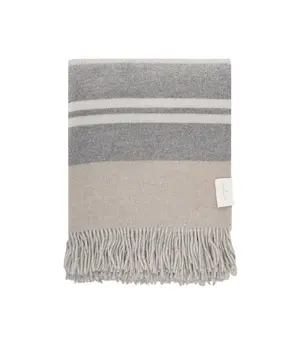 Brunello Cucinelli Colour-block Fringed Blanket - Gray