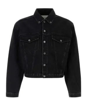 ENTIRE STUDIOS Cropped Denim Jacket - Black