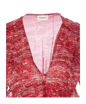 Isabel Marant Étoile V-neck Printed Long Sleeve Top