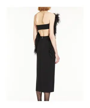 Sportmax Sleeveless Cut-out Feather-trimmed Dress