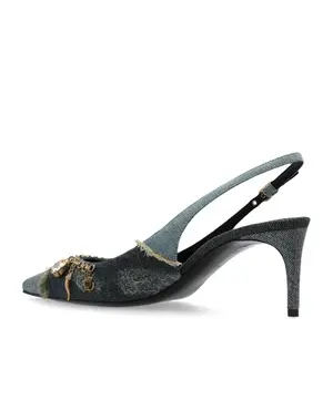 Dolce & Gabbana Embellished Pointed Toe Slingback Pumps