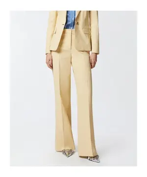 Pinko Stretch Pleated Wide-leg Trousers - Nude