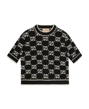 Gucci Gg Wool Bouclé Jacquard Top - Black