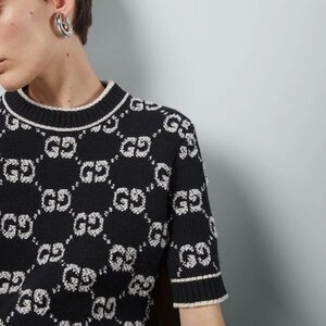 Gucci Gg Wool Bouclé Jacquard Top - Black